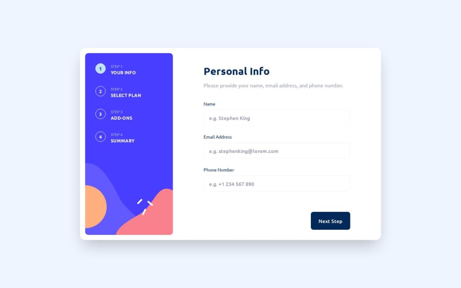 Frontend Mentor | Multistep form using React coding challenge solution Frontend Mentor | Multistep form using React coding challenge solution