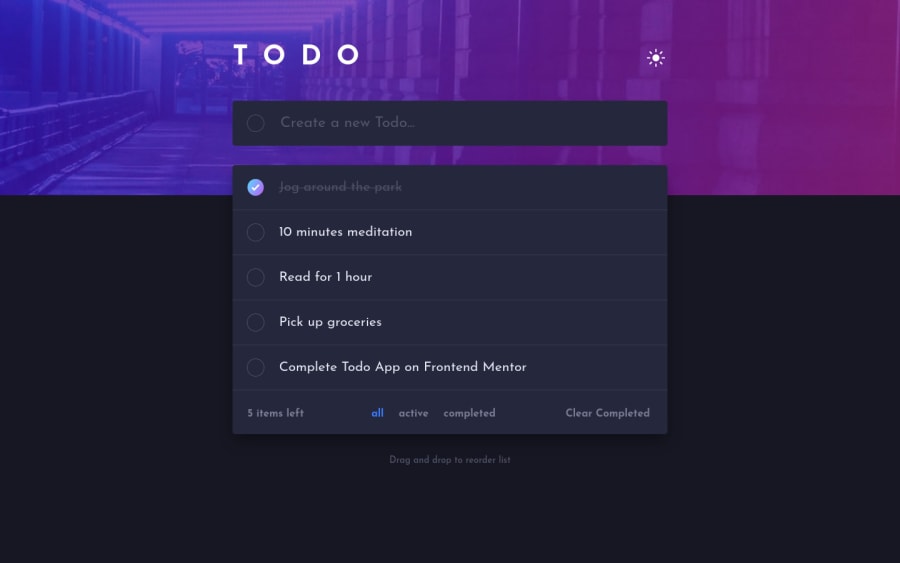 Frontend Mentor T O D O App With React And Beautiful Dnd