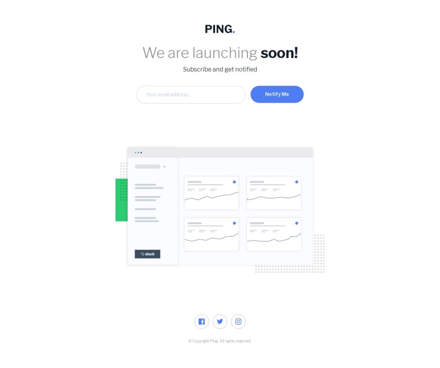 Frontend Mentor Responsive Ping Coming Soon Page With Next Js Ts Rfh And Tailwind Css Coding
