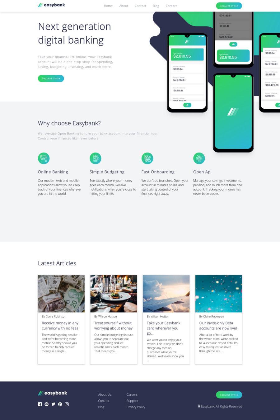 Frontend Mentor Easybank Landing Page Using Html Css And Javascript Coding Challenge Solution