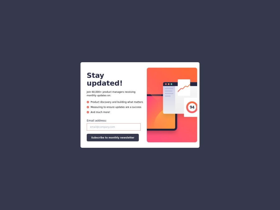 Frontend Mentor Newsletter Signup Form Email Validation With Next Js Coding Challenge Solution