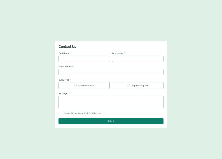 Frontend Mentor Contact Form With React Shadcn Ui Tailwind Coding Challenge Solution