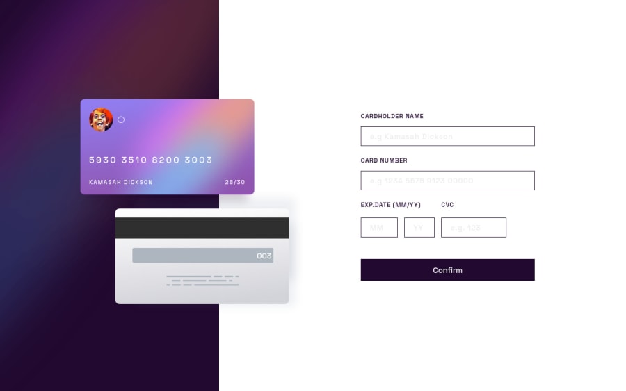Frontend Mentor Responsive Interactive Payment Ui Made With React And Sass Coding Challenge