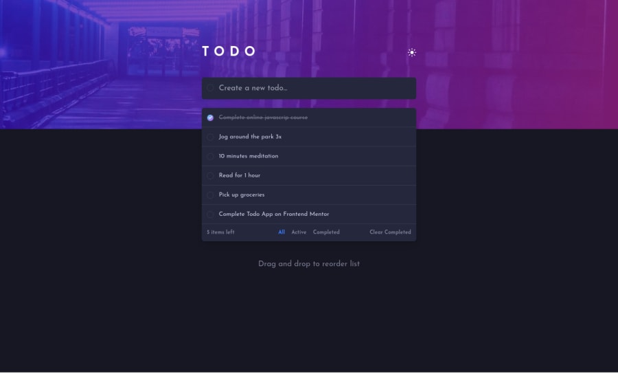 Frontend Mentor Responsive Todo App Using Vite React Typescript And