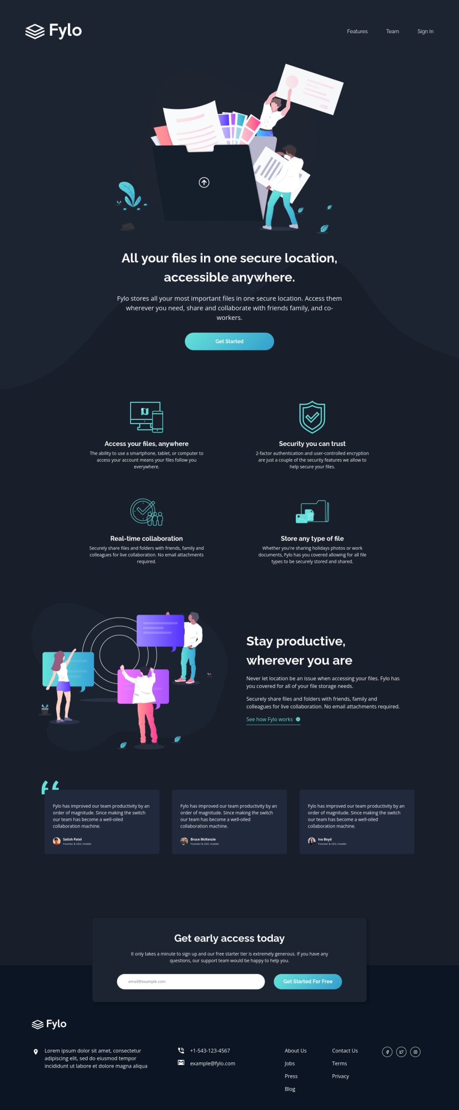 Frontend Mentor Fylo Dark Theme Landing Page Coding Challenge Solution