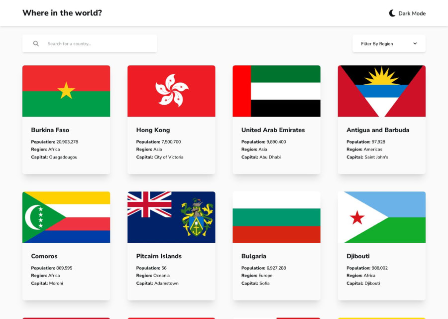 Frontend Mentor Countries Of The World Website Using Reactjs Coding Challenge Solution