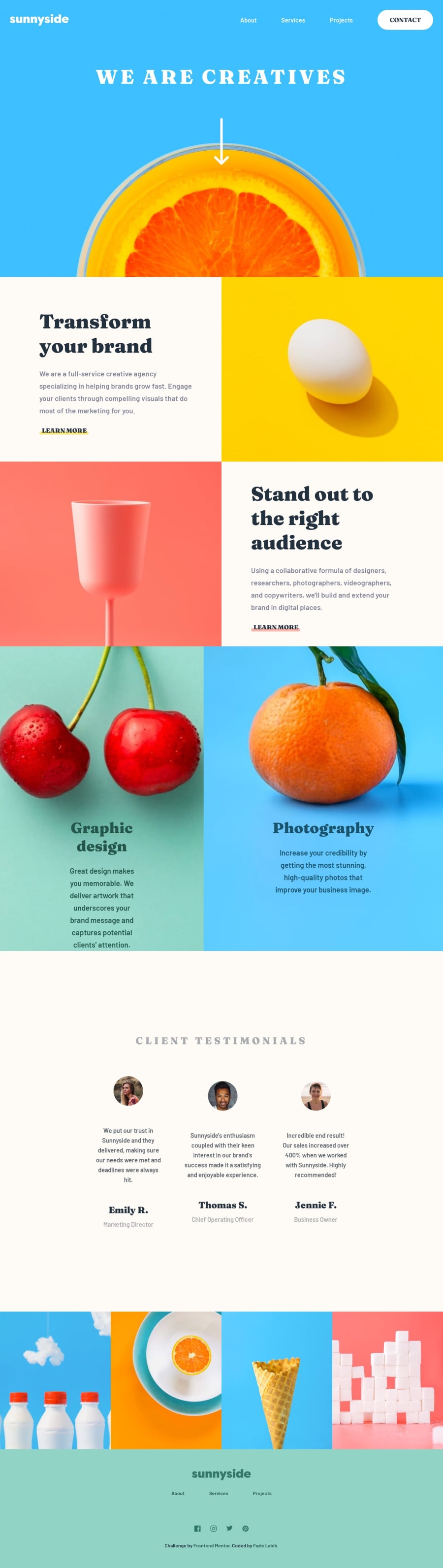 Frontend Mentor Sunnyside Agency Landing Page Using Flexbox Css Grid And Javascript Coding