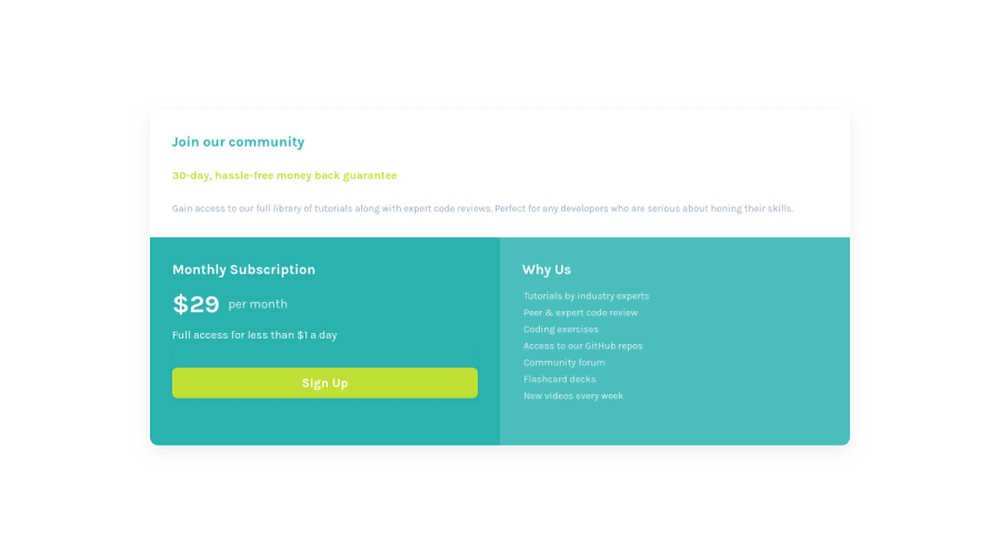Frontend Mentor Single Price Grid Component Coding Challenge Solution