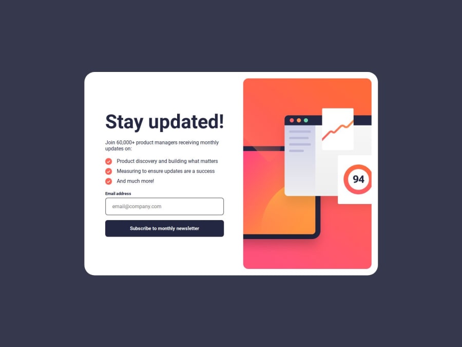 Frontend Mentor Responsive Newsletter Using Html Css Js Coding Challenge Solution