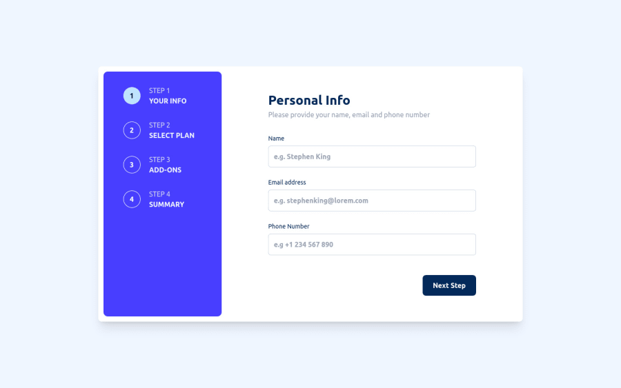 Frontend Mentor Multistep Form With React And Tailwindcss Coding Challenge Solution