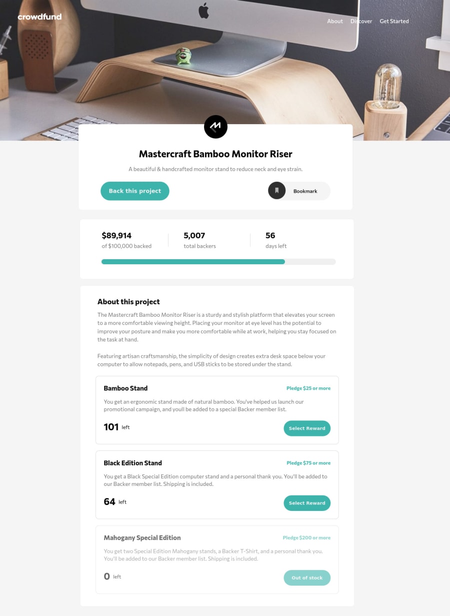 Frontend Mentor Crowdfunding Product Page Coding Challenge Solution