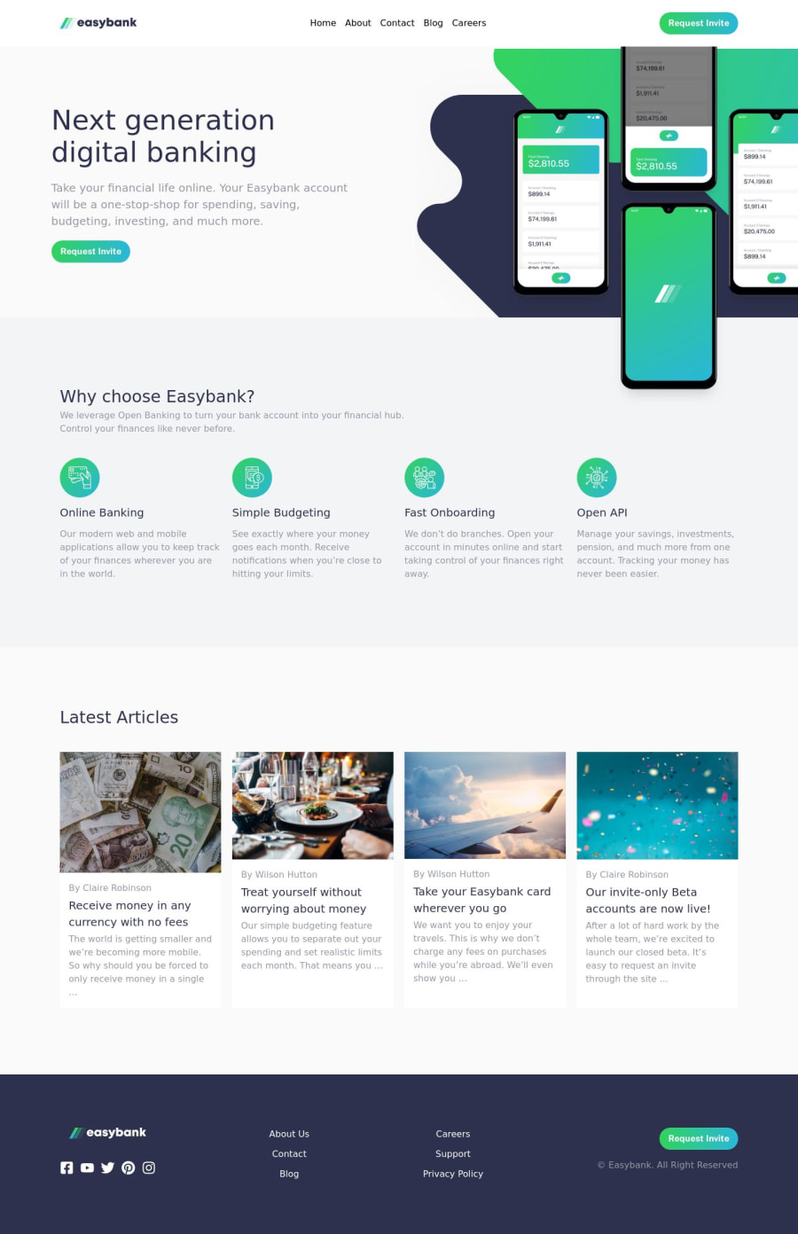 Frontend Mentor Easybank Landing Page Using React Js Tailwindcss