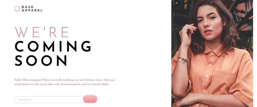 Frontend Mentor Base Apparel Coming Soon Page Using Css Grid Coding