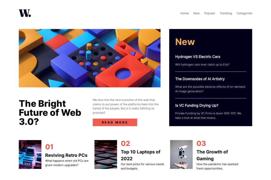 Frontend Mentor News Homepage Using React Coding Challenge Solution