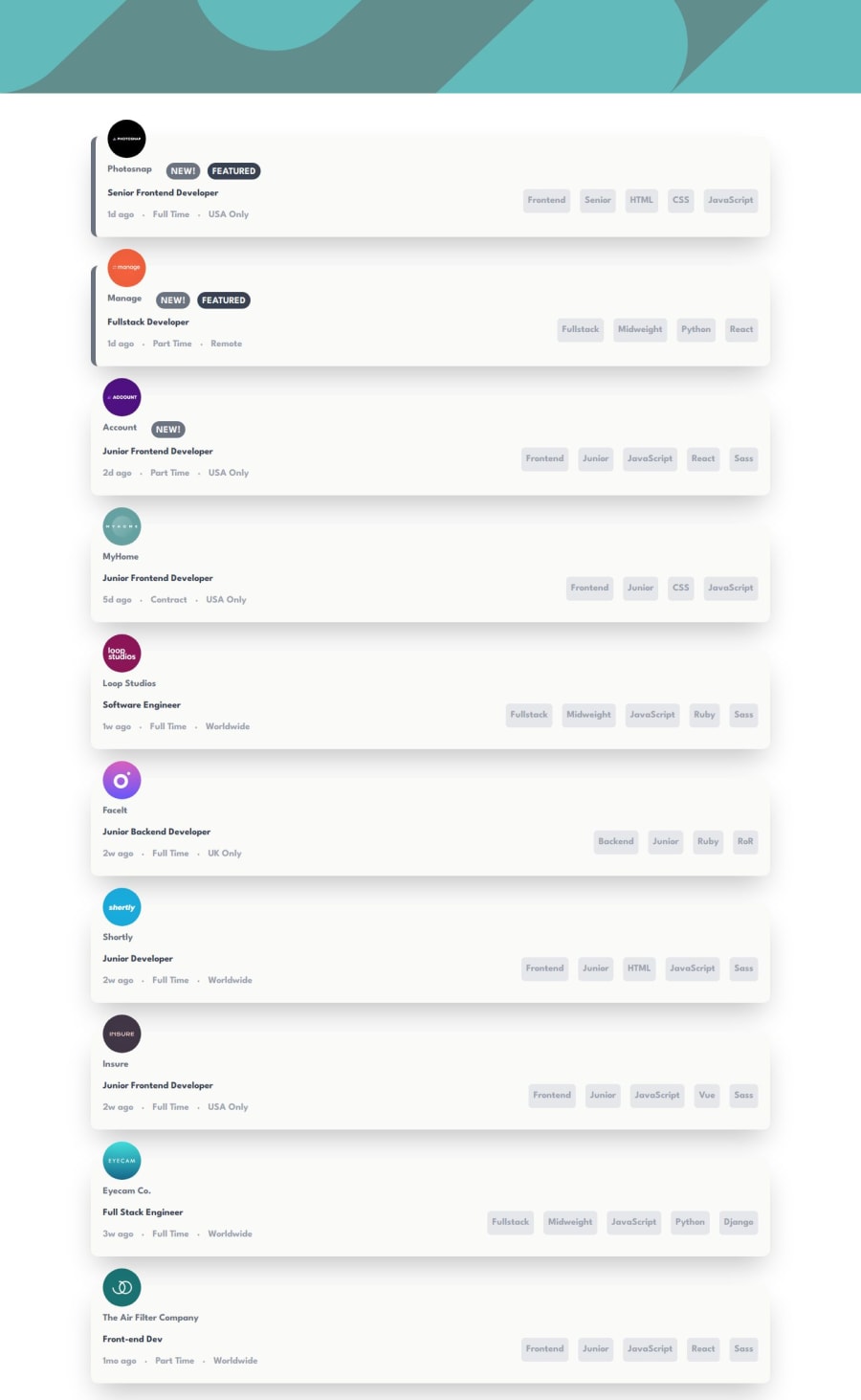 Frontend Mentor Job Filtering Application Using React And Tailwind