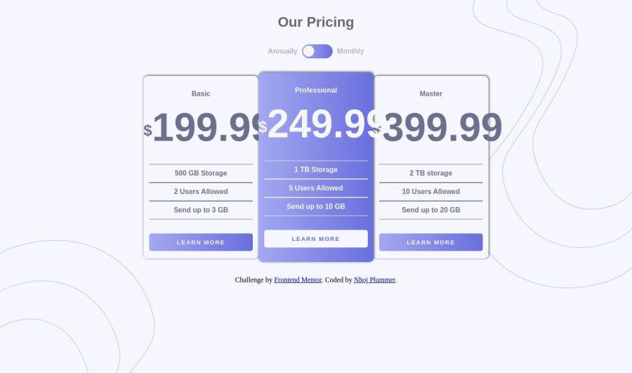 Frontend Mentor Pricing Component Made In React Coding Challenge Solution