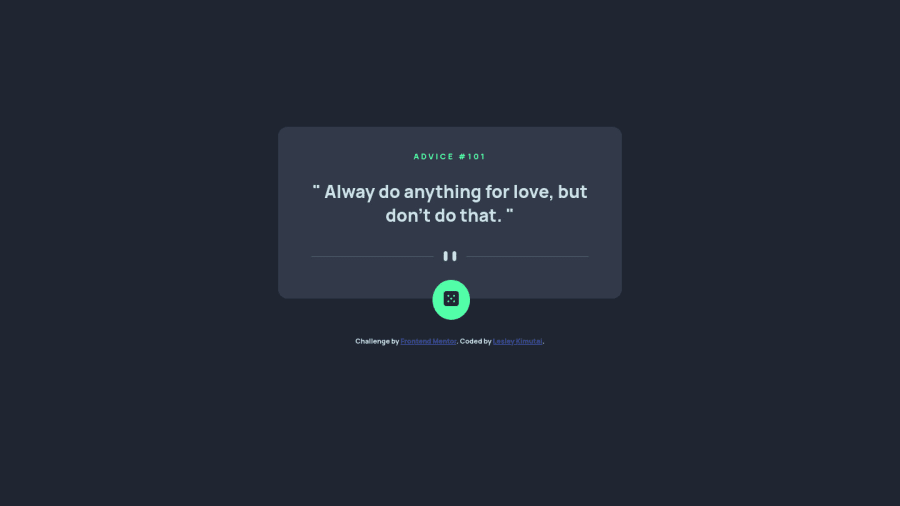 Frontend Mentor Advice Gen App Using React Axios Coding Challenge