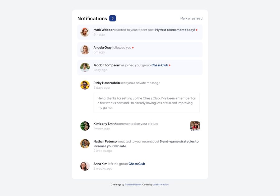 Frontend Mentor Notifications Page With Html Css And Tailwindcss 8776