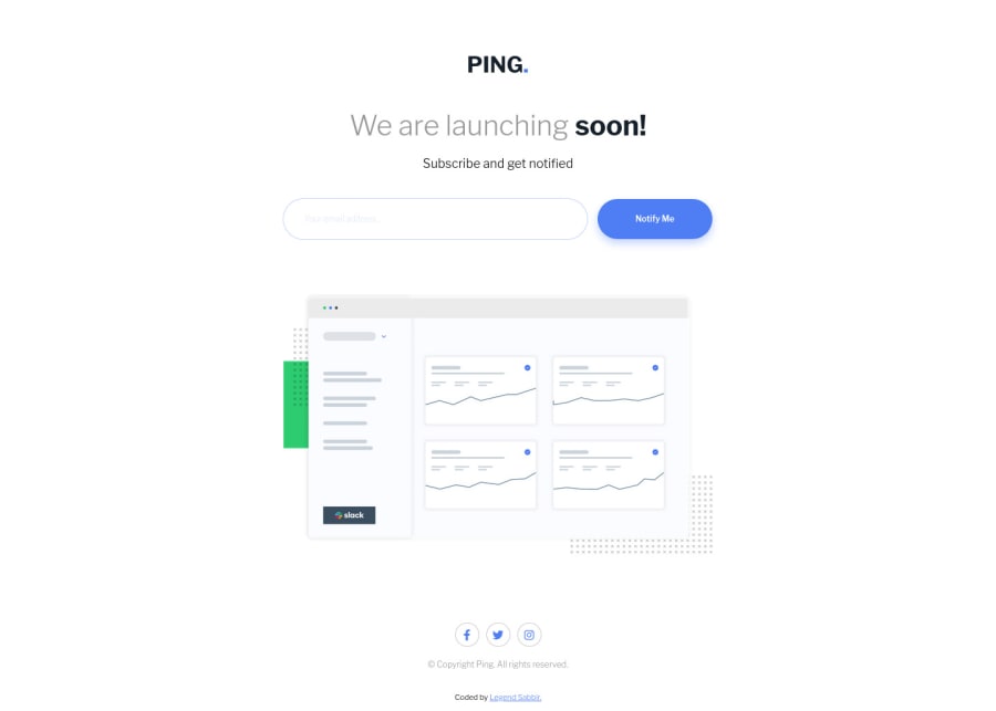 Frontend Mentor Ping Comming Soon Page Coding Challenge Solution