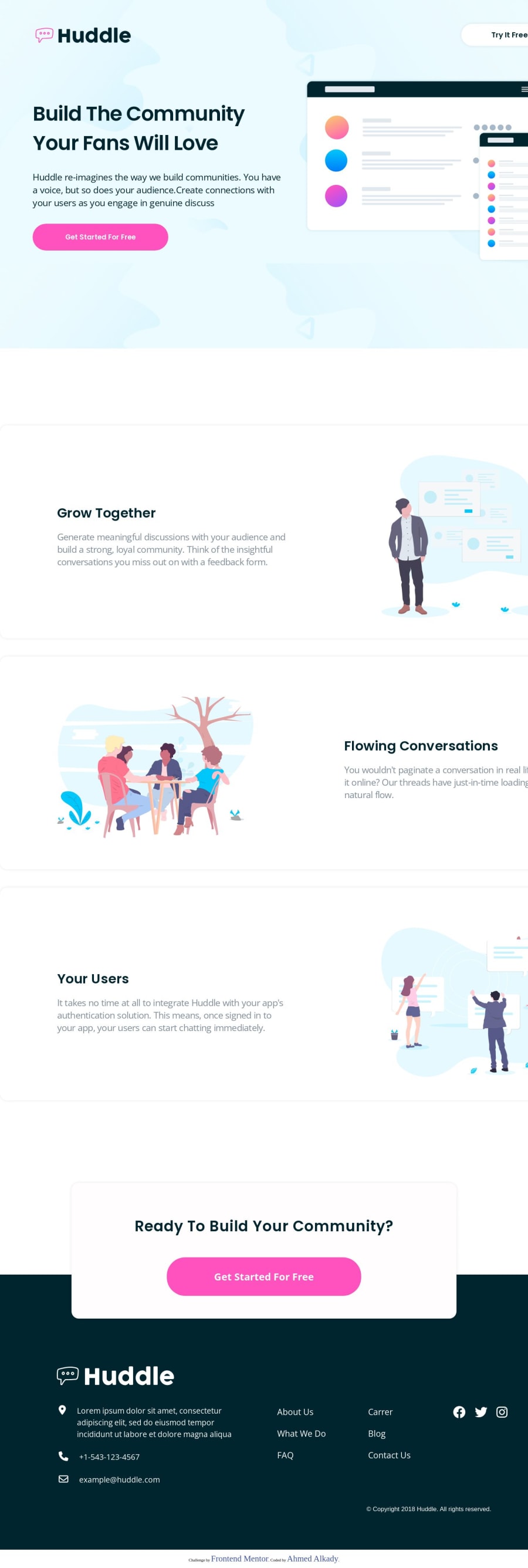 Frontend Mentor Huddle Responsive Landing Page Using Html And Css Coding Challenge Solution