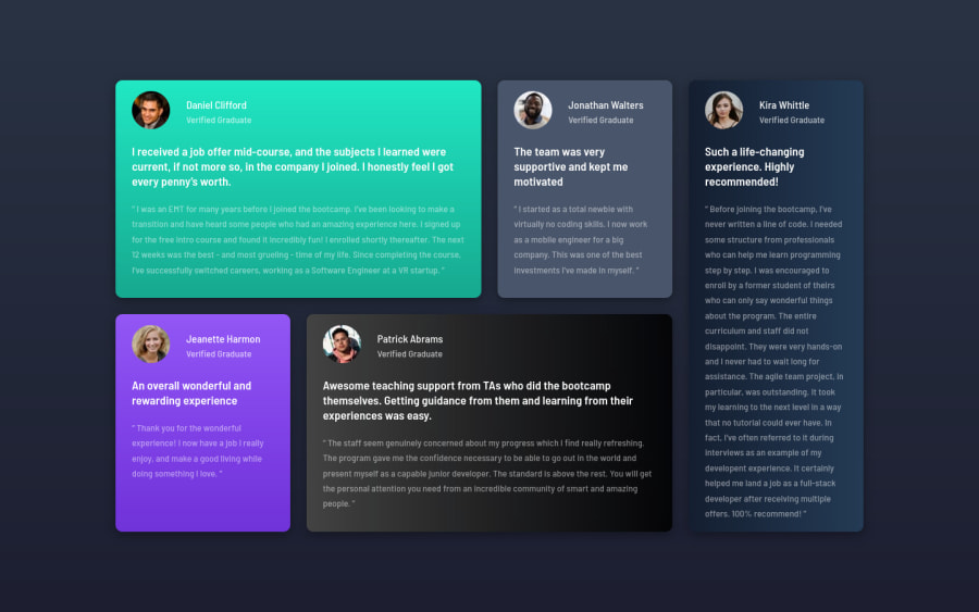 Frontend Mentor Testimonial Grid Section Html Css Coding