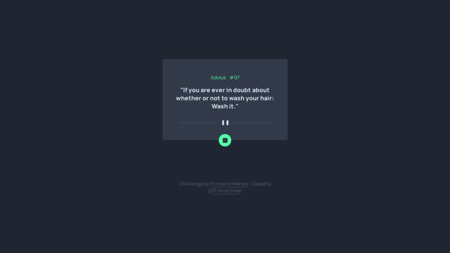 Frontend Mentor Advice Generator App Coded With Html Css And Javascript Coding Challenge Solution
