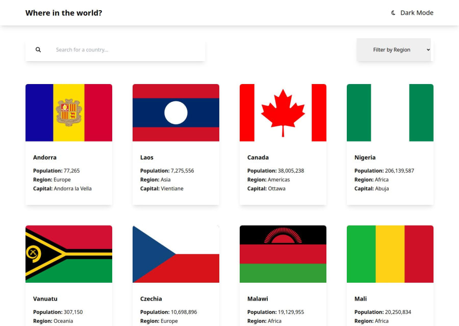 Frontend Mentor Countries Api Using React Coding Challenge Solution