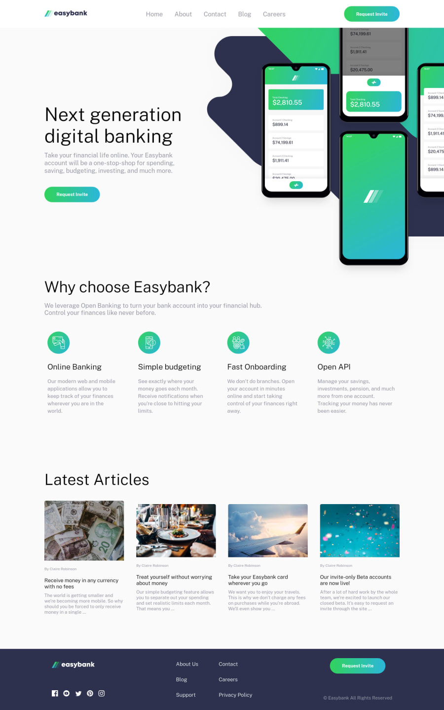 Frontend Mentor Desktop First Easybank Challenge Coding Challenge