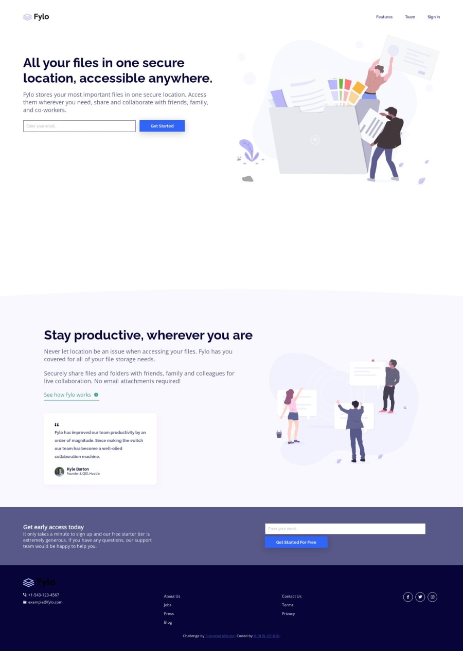 Frontend Mentor Fylo Landing Page Design Using Html And Css Responsive Coding Challenge Solution