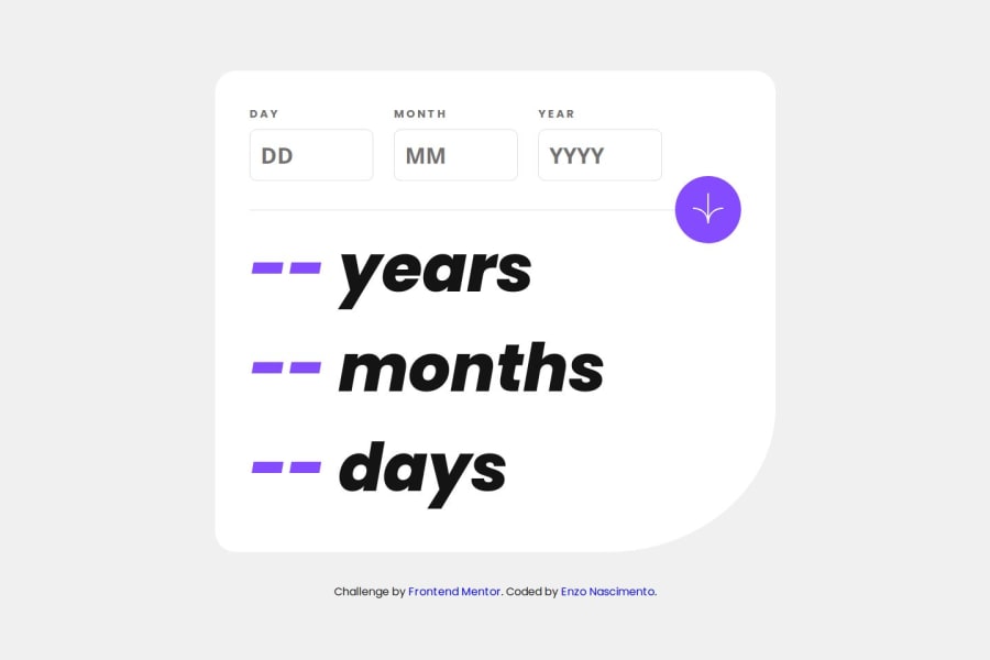 Frontend Mentor Calculadora De Idade Feita Com Html Css Flexbox E Javascript Coding Challenge