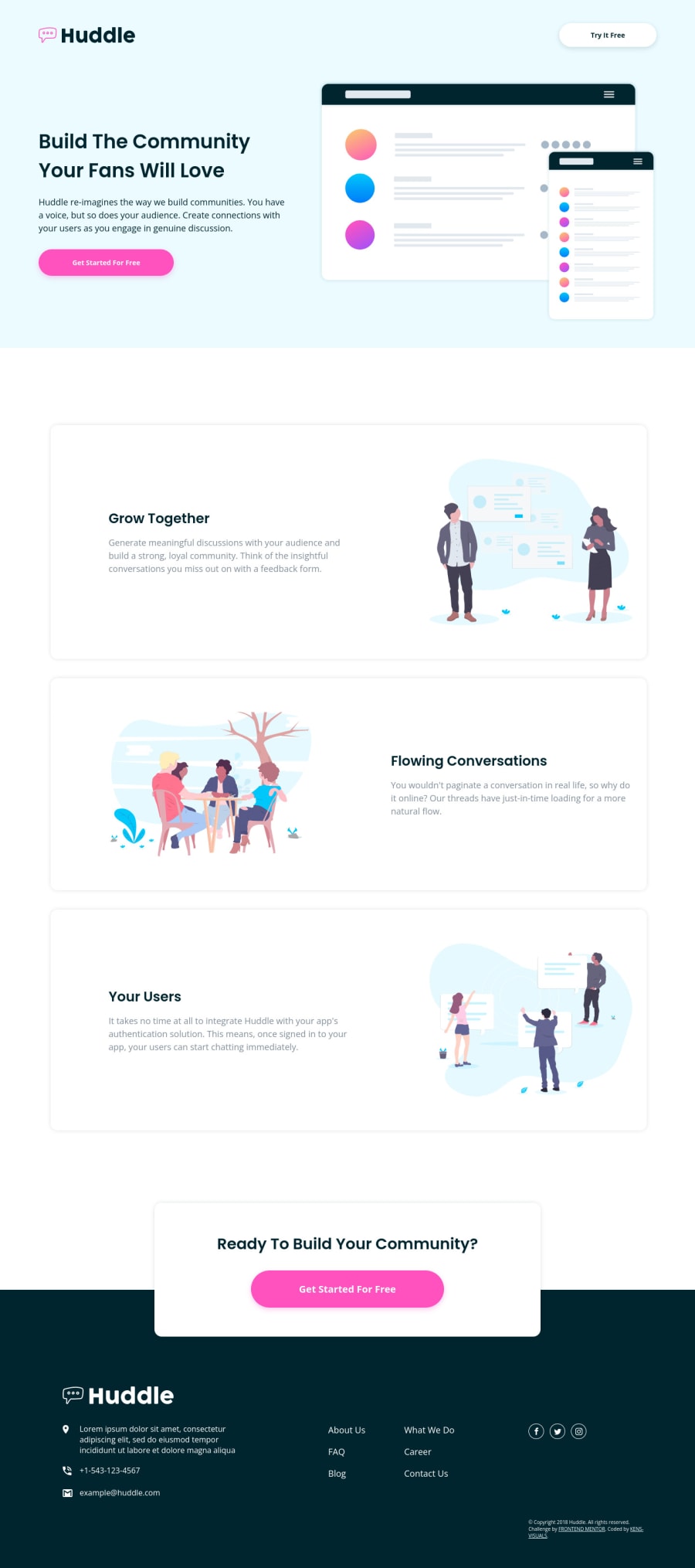 Frontend Mentor Huddle Landing Page With Blocks Built With Scss Bem And Vanilla Js Coding