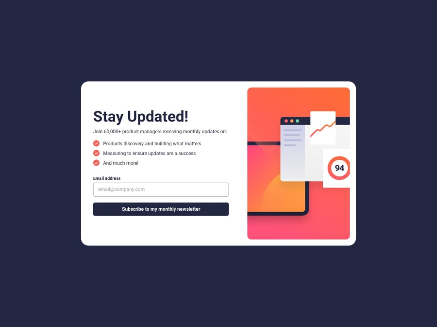 Frontend Mentor Newsletter Using React And Tailwind Css Coding Challenge Solution