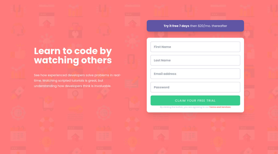 Frontend Mentor Intro Component Sign Up Form W Tailwindcss And React Coding Challenge Solution
