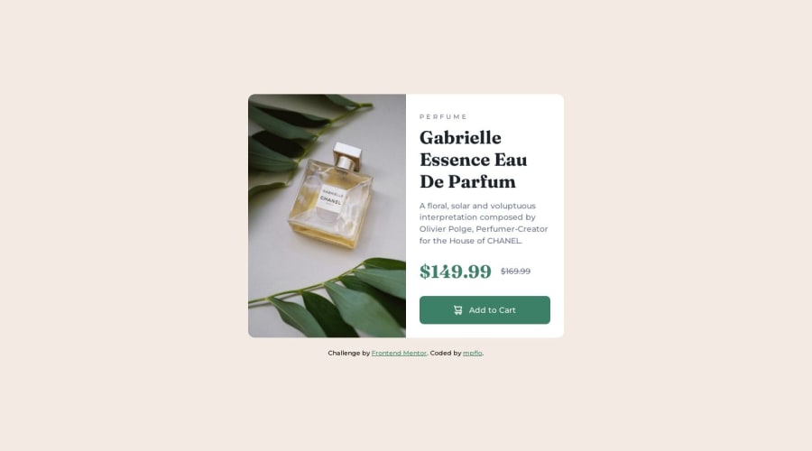 Frontend Mentor Responsive Product Card Component Using Flexbox