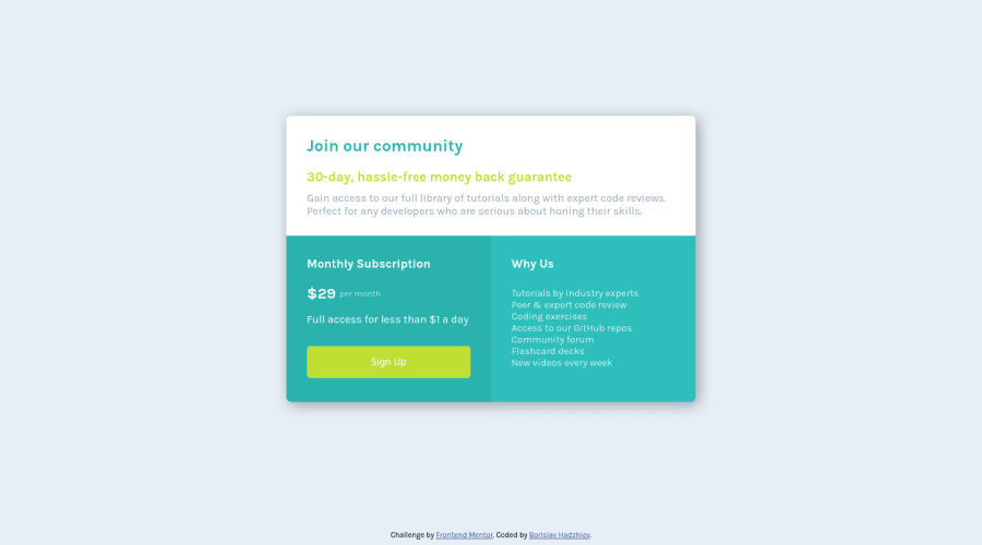 Frontend Mentor First Attempt Of Single Price Grid Component Master