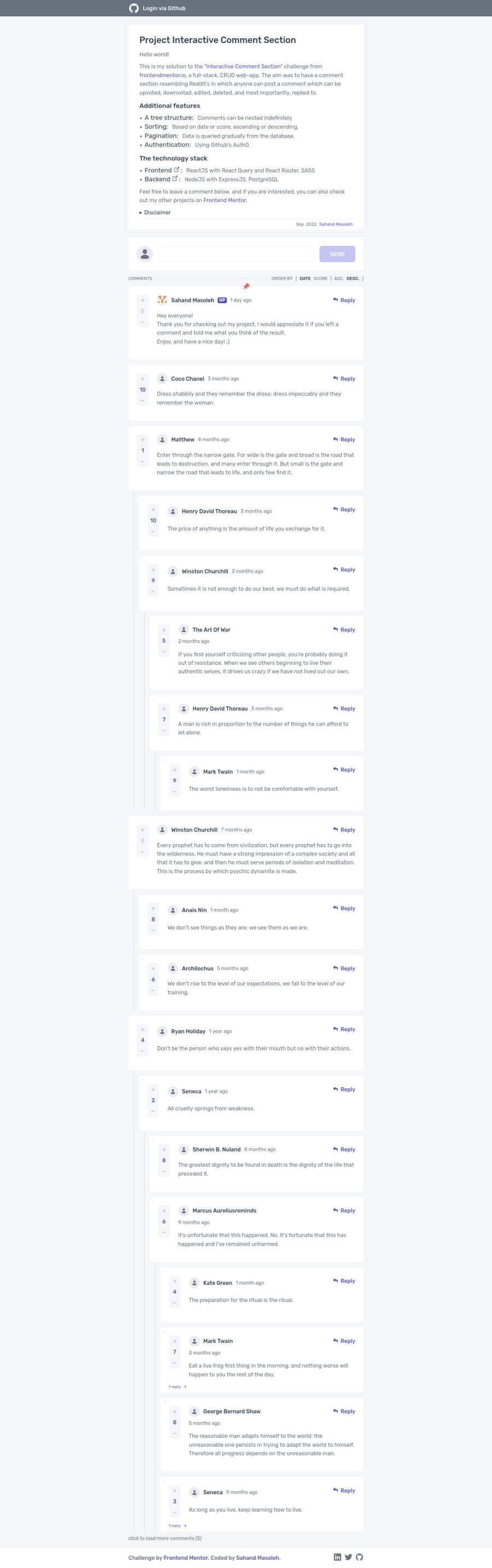 Frontend Mentor Interactive Comment Section Full Stack Crud Coding