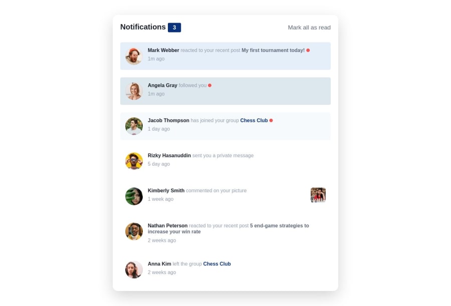 Frontend Mentor Notification Page Using Htmlcssjs And Bootstrap Coding Challenge Solution