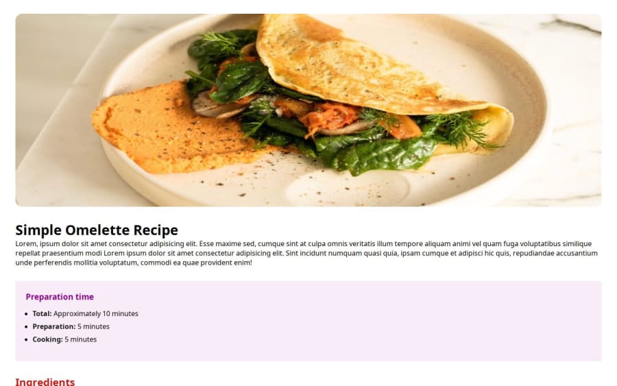 Frontend Mentor Recipe Website Responsive Design Using Css Flexbox Coding Challenge Solution