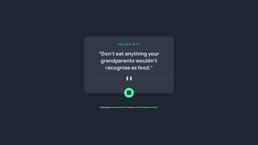 Frontend Mentor Advice Generator App Coding Challenge Solution
