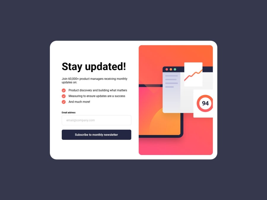Frontend Mentor Newsletter Signup Page Coding Challenge Solution