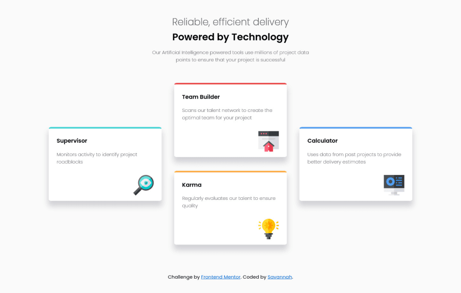 Frontend Mentor Four Card Feature Using Css Grid And Grid Area Coding