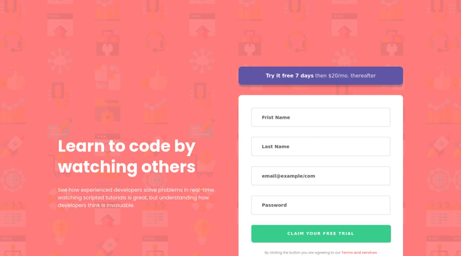 Frontend Mentor Component With Signup Form Coding Challenge Solution