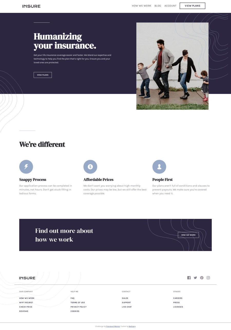Frontend Mentor Insure Landing Page With Html And Css Only Coding