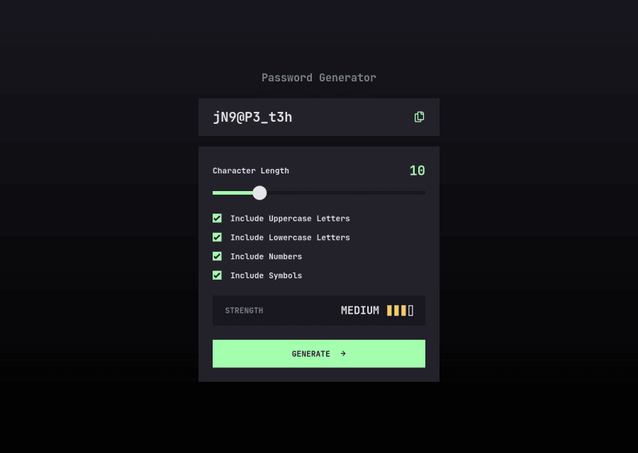 Frontend Mentor Password Generator App Using Typescript Js Crypto And Zxcvbn Coding Challenge