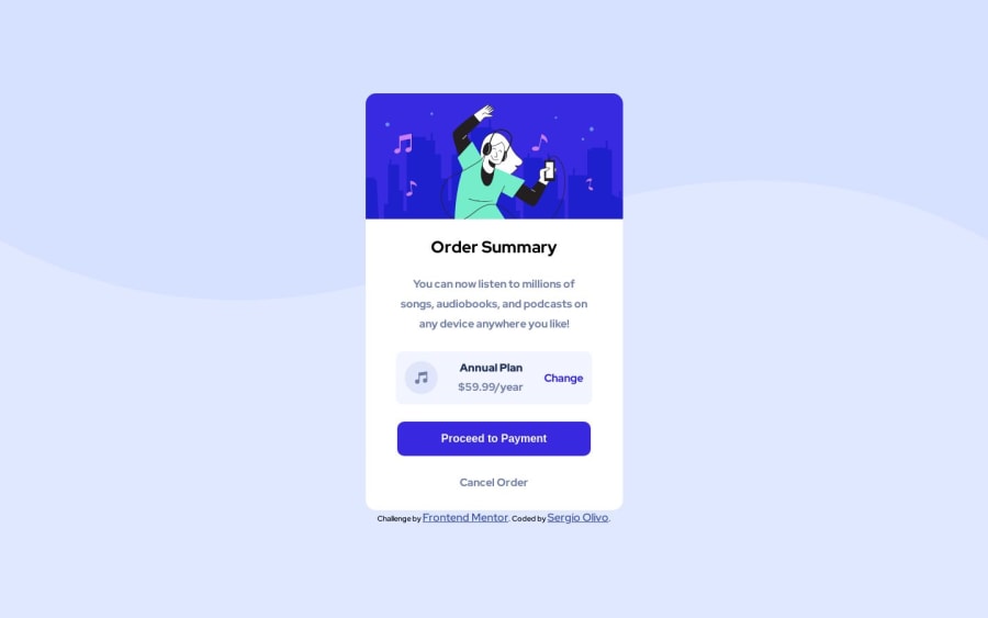 Frontend Mentor Order Summary Component Main Coding Challenge Solution