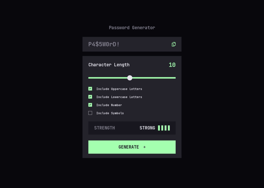 Frontend Mentor React Password Generator App Coding Challenge Solution