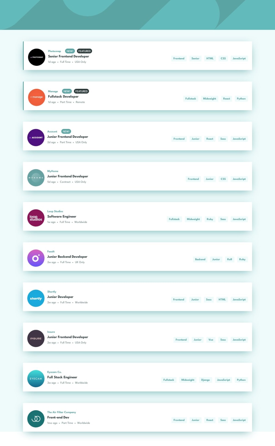 Frontend Mentor Job Listing Tailwindcss Coding Challenge Solution