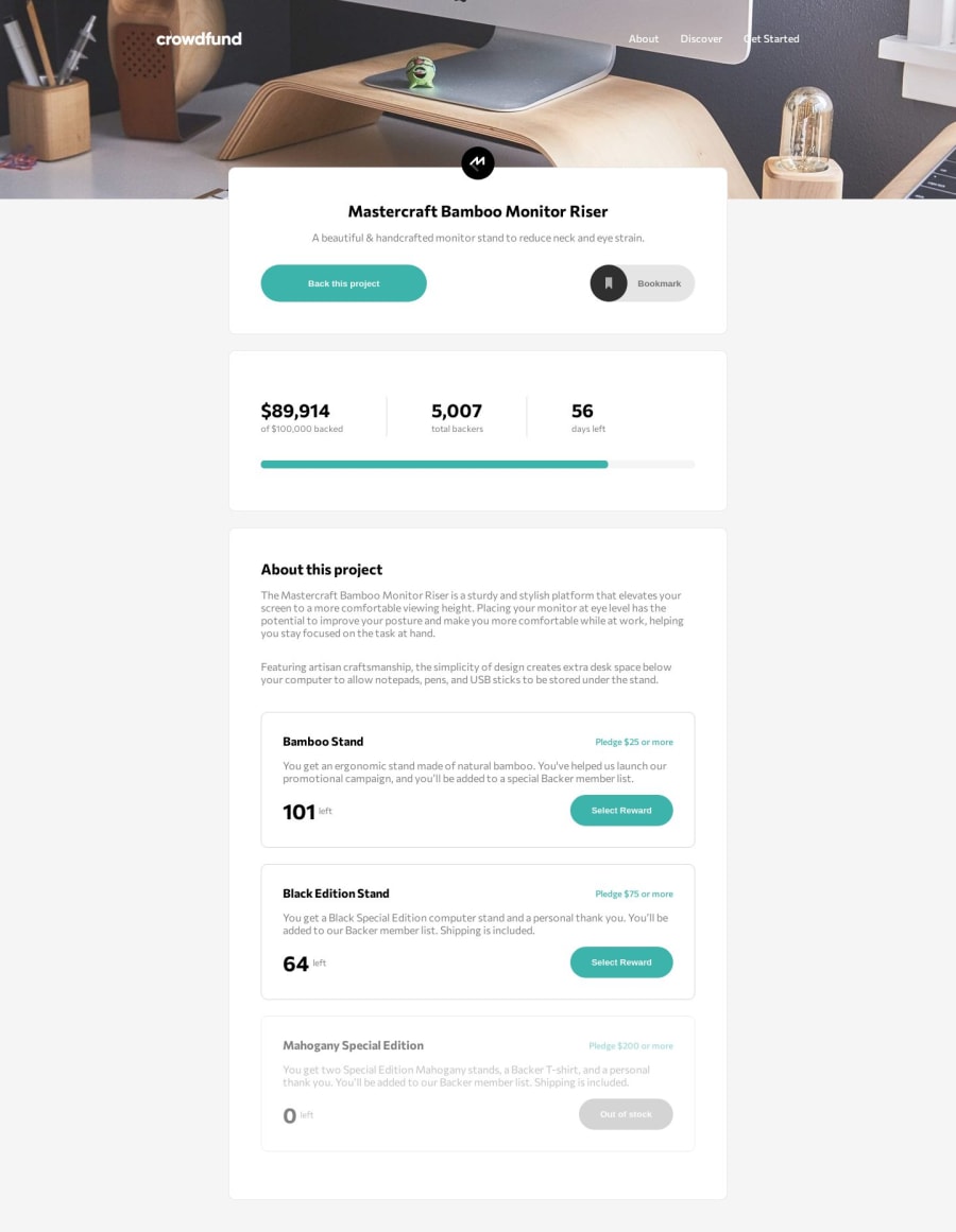 Frontend Mentor Crowdfunding Product Page Main Using Html Css And Js Coding Challenge Solution