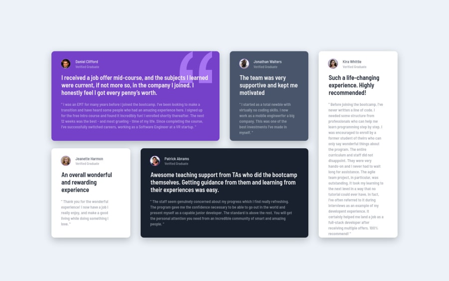 Frontend Mentor Testimonials Grid With Reactjs And Styled Components