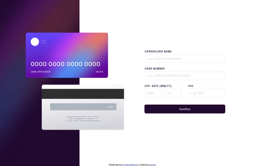 Frontend Mentor Responsive Credit Card Form Using React Vite